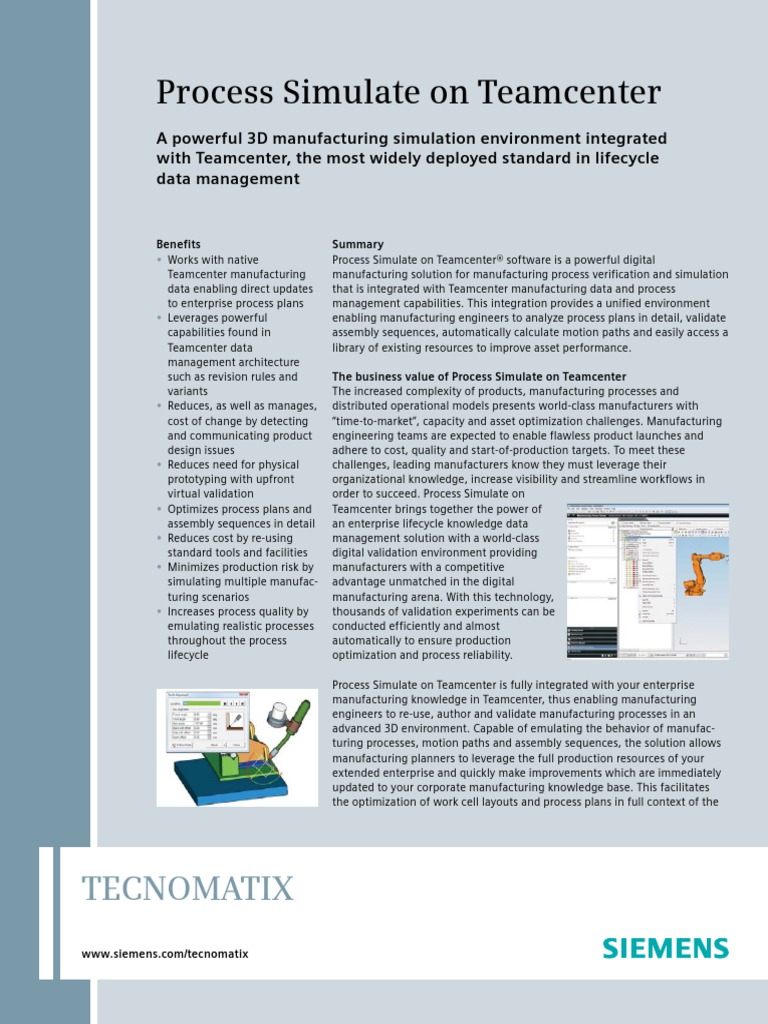 Process Simulate On Teamcenter: Tecnomatix | PDF | Product Lifecycle ...
