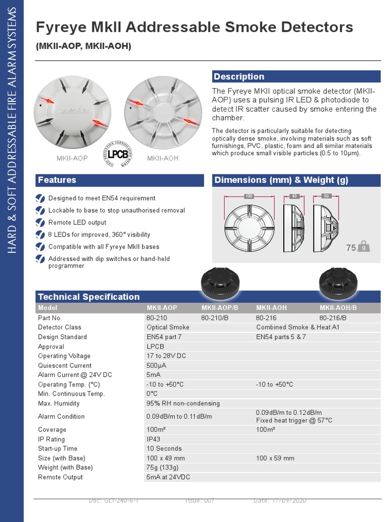 Fyreye Mkii Addressable Smoke Detectors: Description | PDF | Electrical Engineering | Electronics