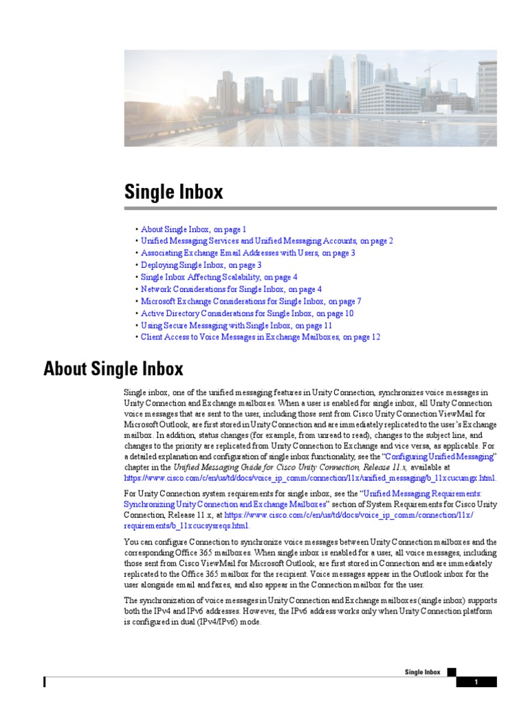 About Single Inbox | PDF | Microsoft Outlook | Microsoft Exchange Server
