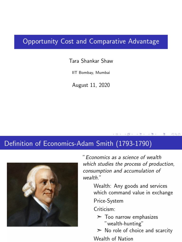Opportunity Cost and Comparative Advantage: Tara Shankar Shaw | PDF | Comparative Advantage ...