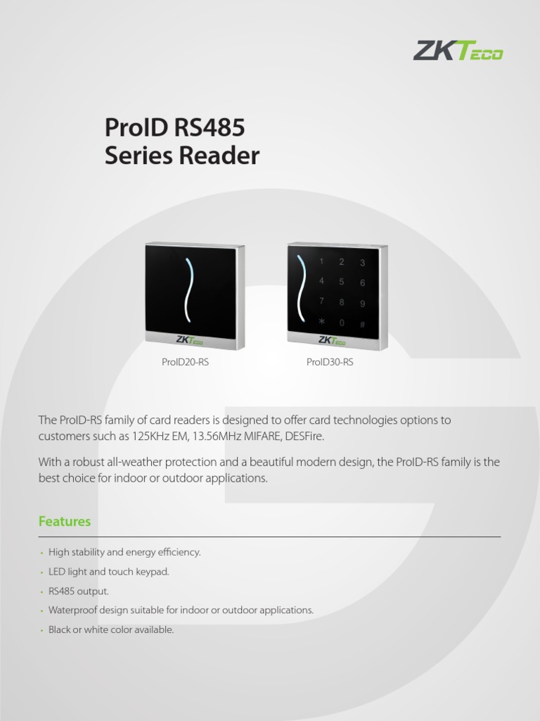 Proid Rs485 Series Reader: Features | PDF | Manufactured Goods ...
