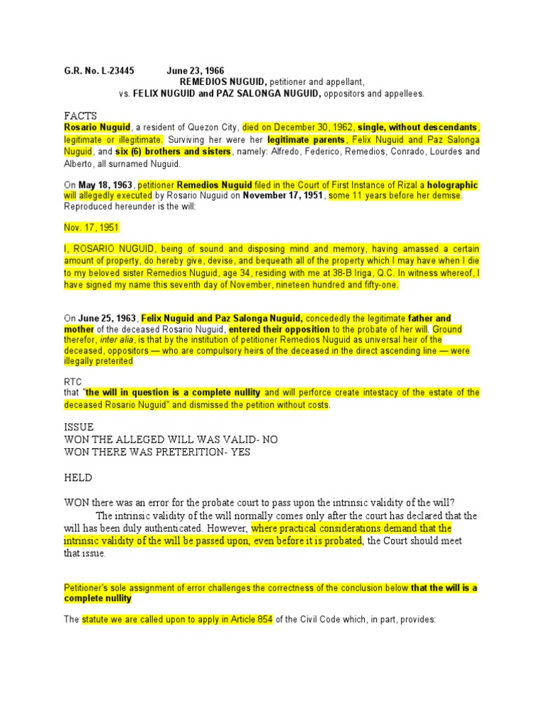 Nuguid VS Nuguid | PDF | Will And Testament | Natural Resources Law