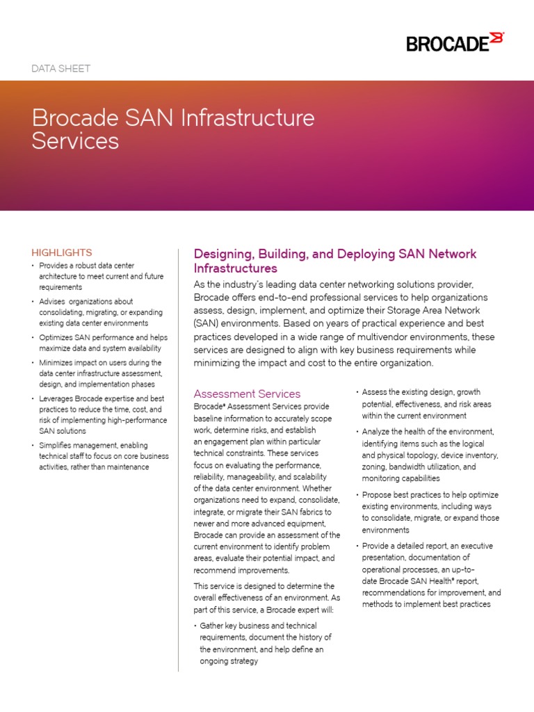 Brocade SAN Infrastructure Services: Designing, Building, and Deploying sAN Network ...