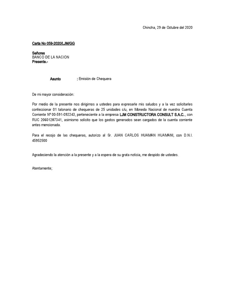 Solicitud de Chequera | PDF