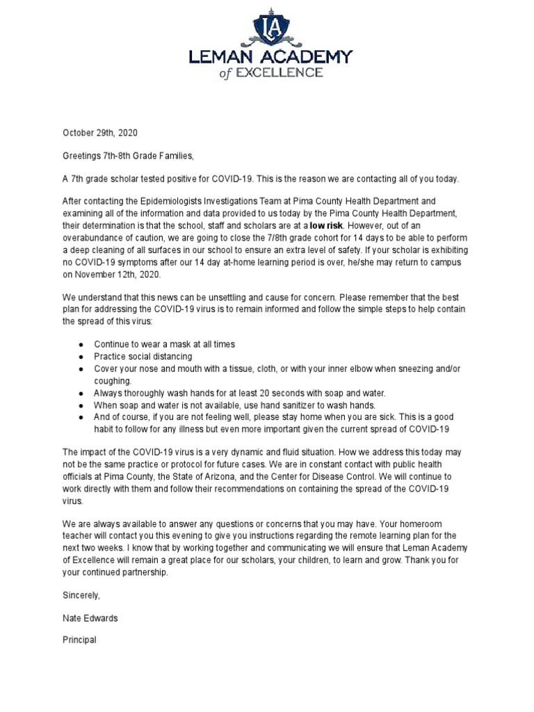COVID-19 Update for 7th-8th Graders | PDF