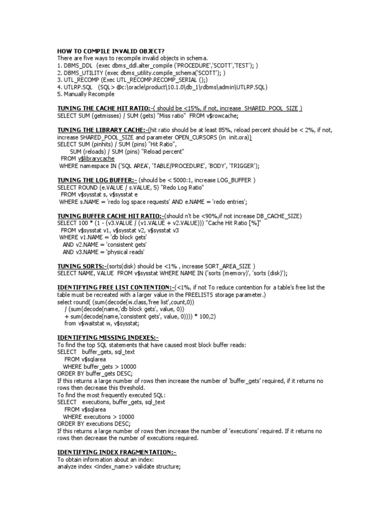 Dba Tuning | PDF | Database Index | Databases