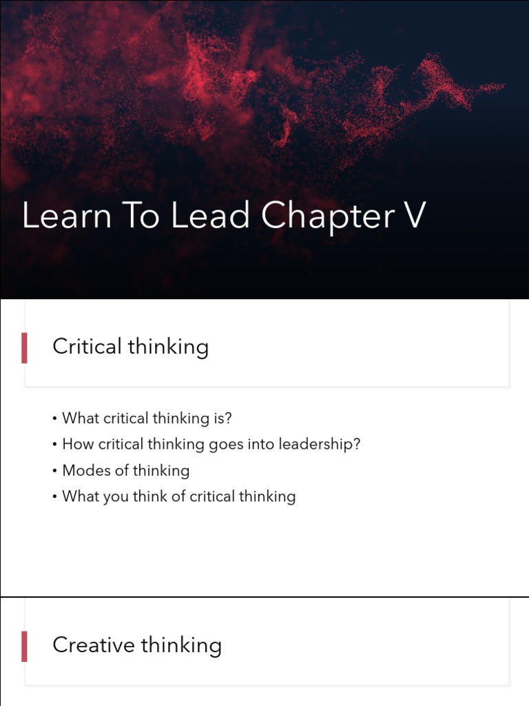 Learn To Lead Chapter V | PDF