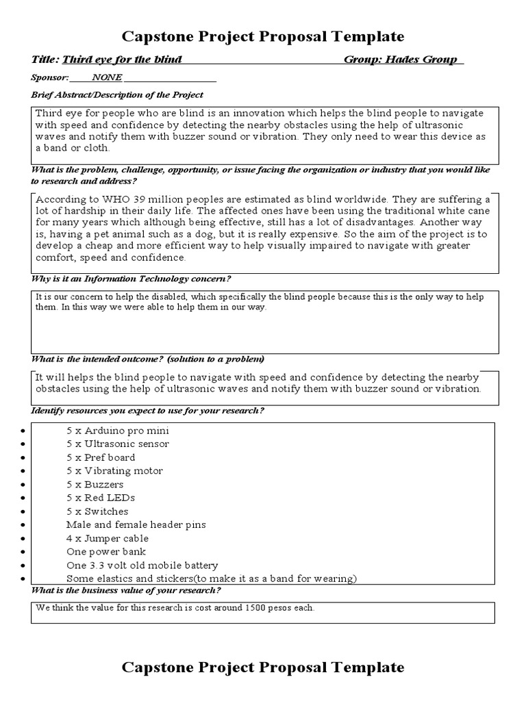 Capstone Project Proposal Template: Title: Third Eye For The Blind ...