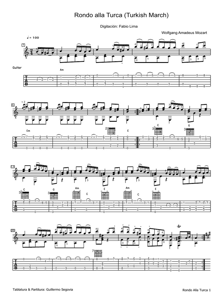 Rondo Alla Turca PDF | PDF | Wolfgang Amadeus Mozart | Sonata