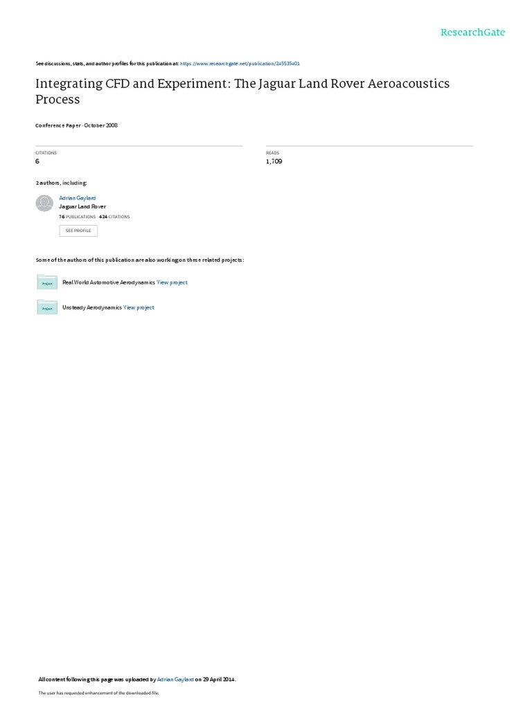 Integrating CFD and Experiment: The Jaguar Land Rover Aeroacoustics Process | PDF ...