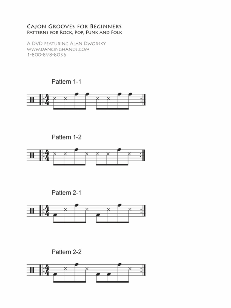 Charts For Cajon Grooves For Beginners | PDF
