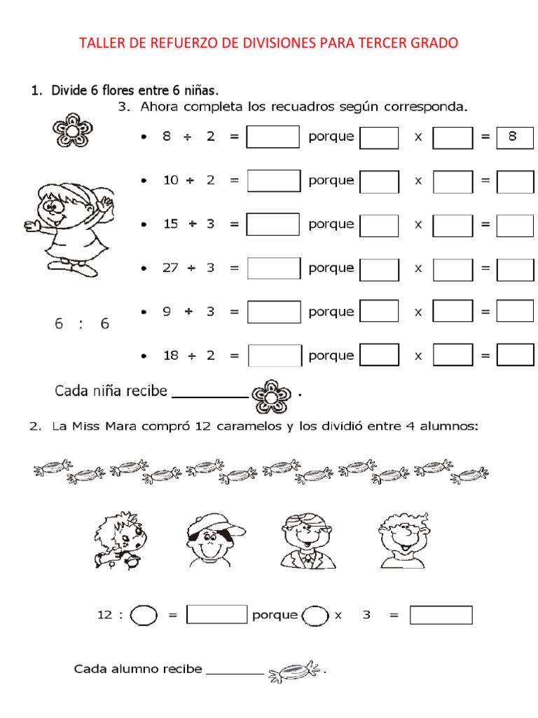 Taller de Refuerzo de Divisiones para Tercer Grado | PDF