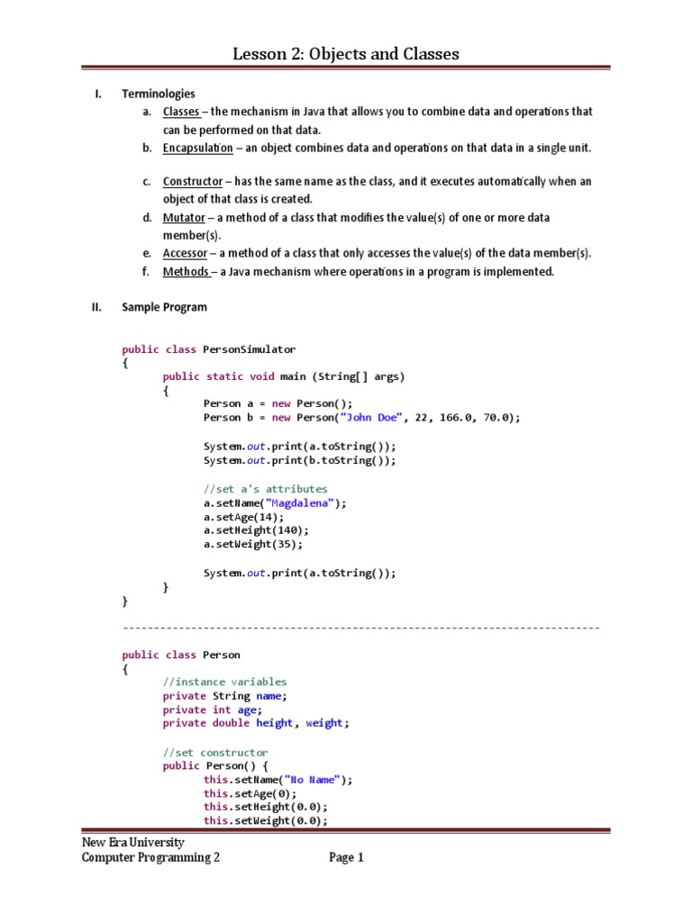 Java Classes And Objects Guide Pdf Method Computer Programming Class Computer Programming 6192