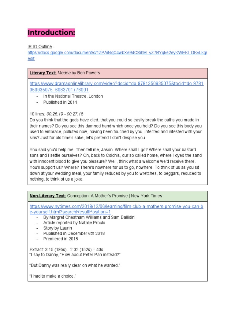 Mock Io Outline of Medea and Conception | PDF | Irony | Gender