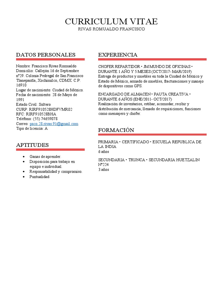 Curriculum Vitae Francisco | PDF