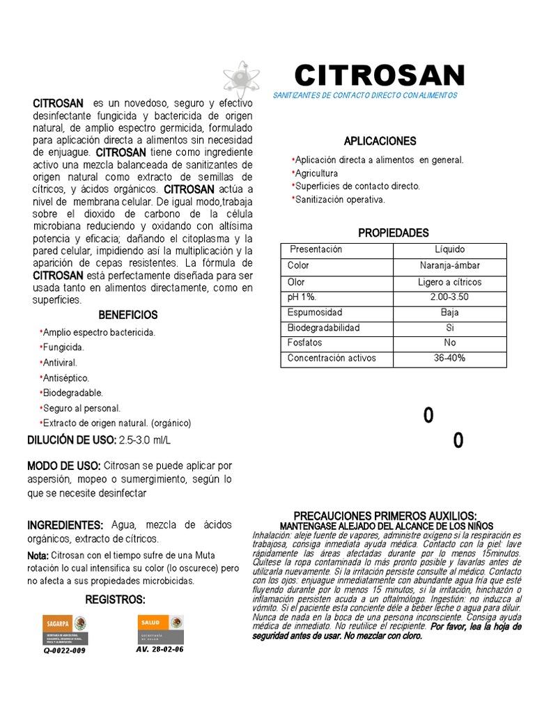 Citrosan Ficha T+®cnica | PDF | Agua | Alimentos