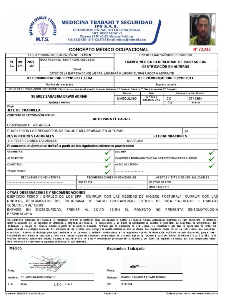 Suarez Sanabria Erwin Adrian | PDF | Salud y bienestar | Medicina