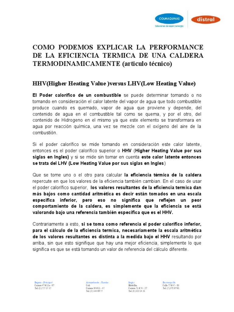 Explicacion HHV Versus LHV - Caso-Eficienciatermica | PDF | Ingeniería ...