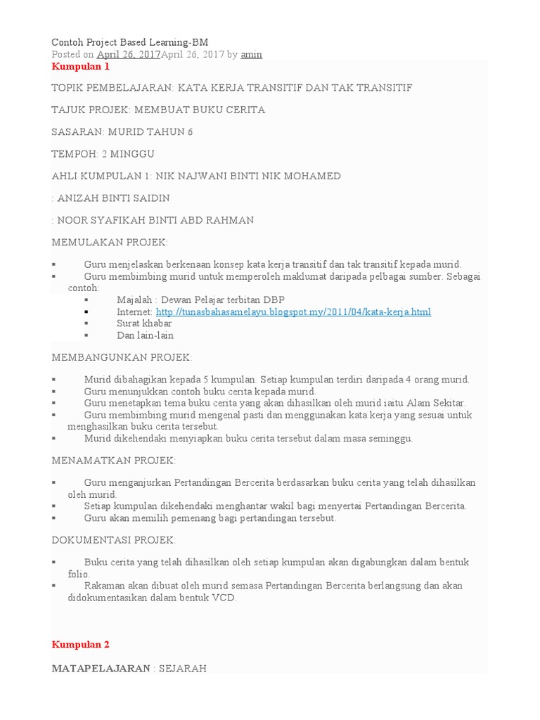 Contoh Projek PBL | PDF