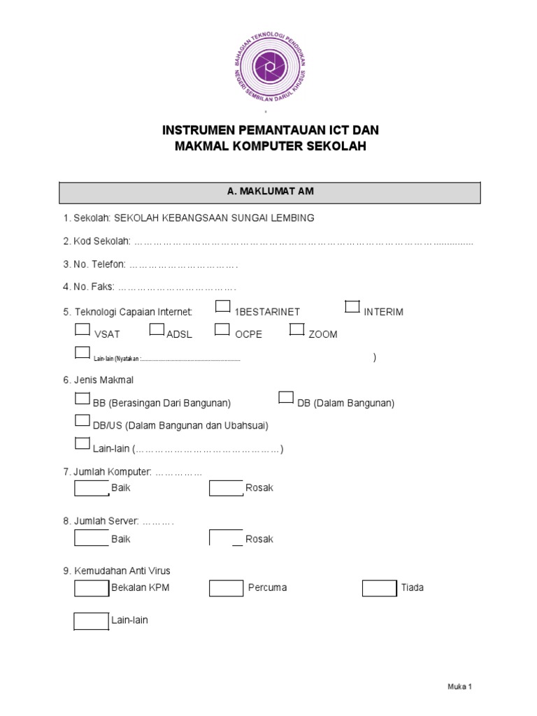 Instrumen Pemantauan Ict Dan Makmal Komputer Sekolah | PDF