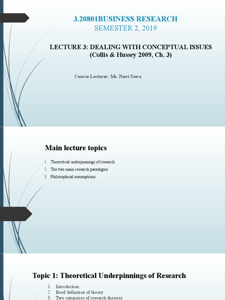 Understanding Research Paradigms: A Lecture on the Theoretical ...