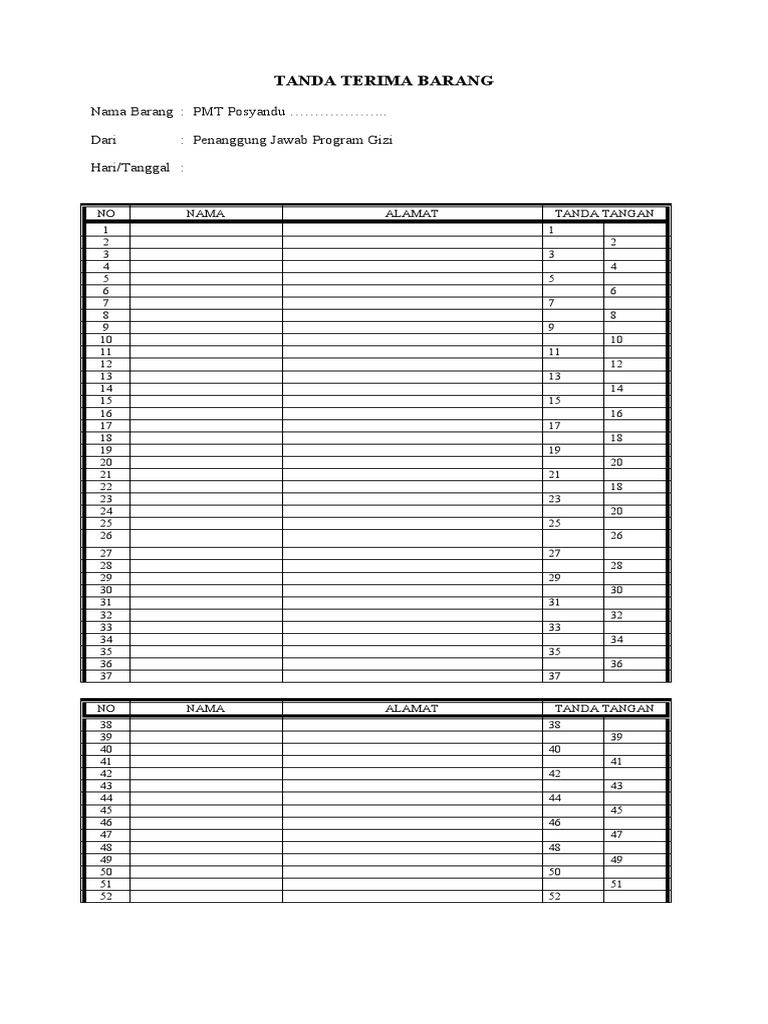 Blangko Tanda Terima PMT | PDF