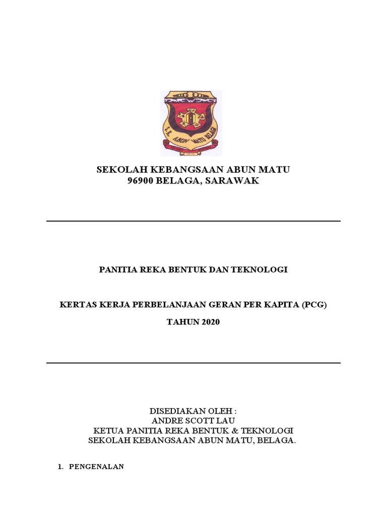 Kertas Kerja PCG Panitia RBT 2020 | PDF