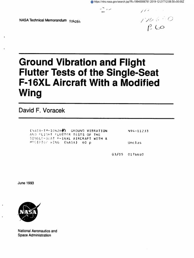 Ground Vibration and Flight Flutter Tests of The Single-Seat F-16XL ...
