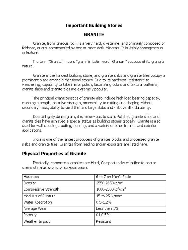 Important Building Stone | PDF | Marble | Limestone