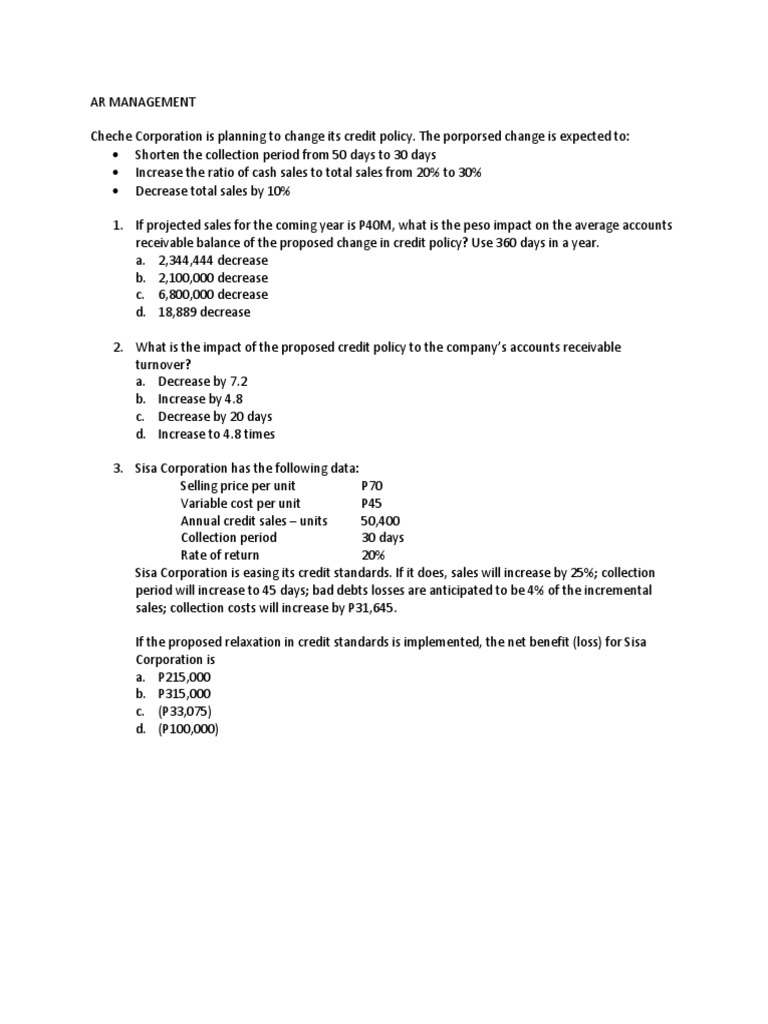AR Management Review Questions | PDF