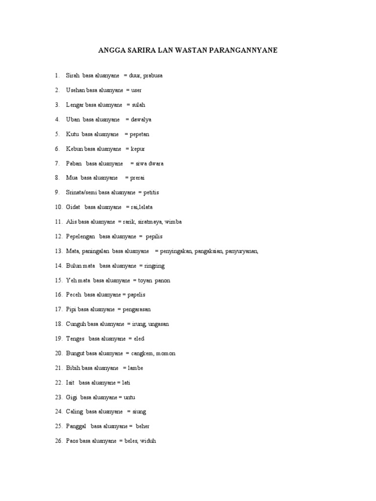 Materi Angga Sarira Lan Wastan | PDF