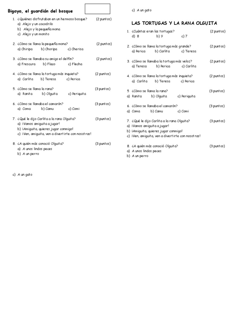 LAS TORTUGAS Y LA RANA (Lectura) | PDF | Naturaleza