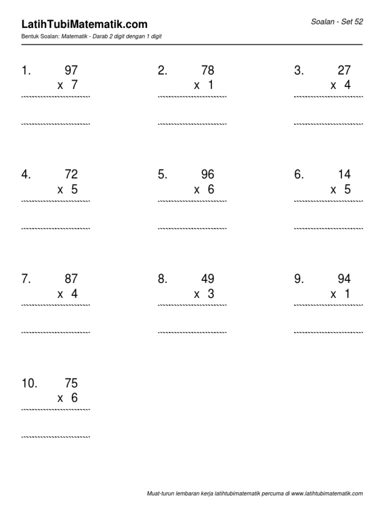 Darab 2 Digit Dengan 1 Digit Set 52 PDF | PDF