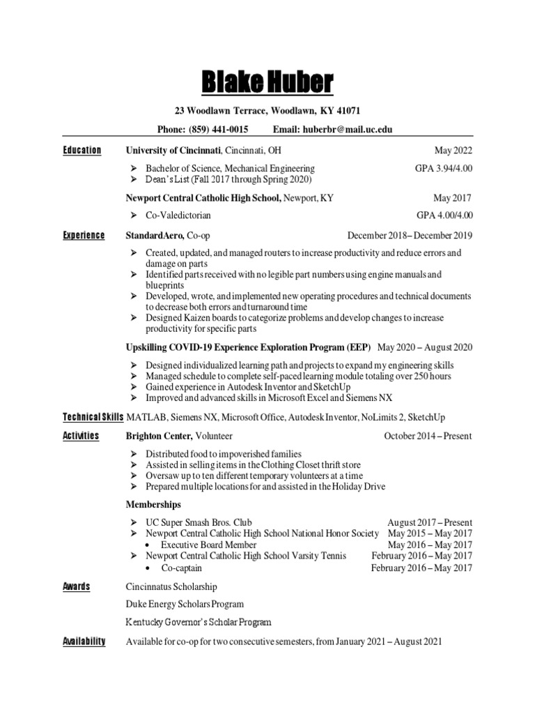Huber Blake Resume | PDF | Business