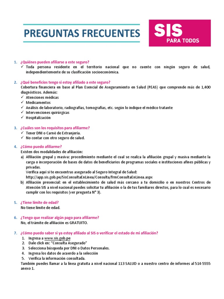 Faq Sis Paratodos PDF | PDF | Salud y bienestar | Medicina