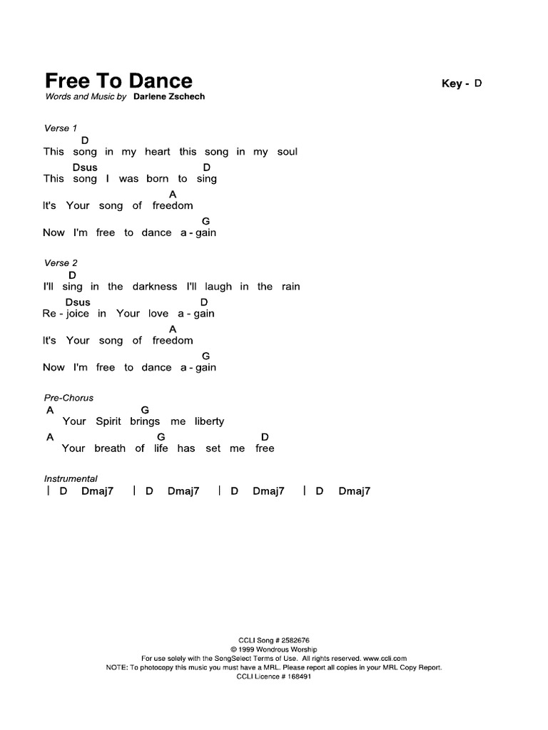 Free To Dance - Chord Chart PDF | PDF