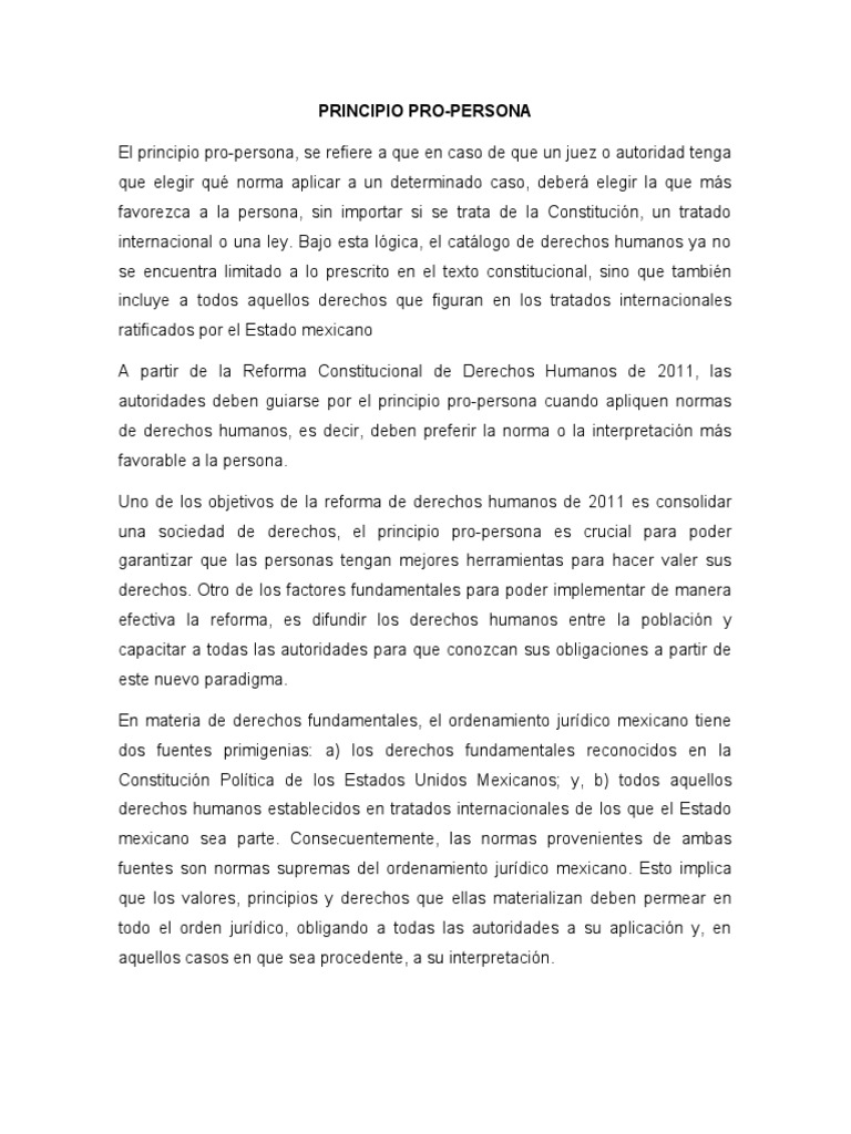 Principio Pro Persona | PDF | Derechos humanos | Constitución