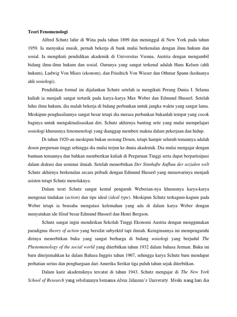 Teori Fenomenologi Alfred Schutz | PDF | Filsafat