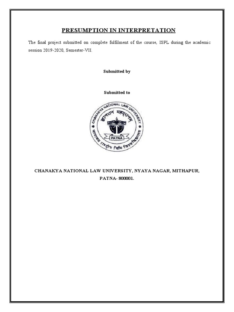 Presumption in Interpretation | PDF | Plain Meaning Rule | Statutory ...