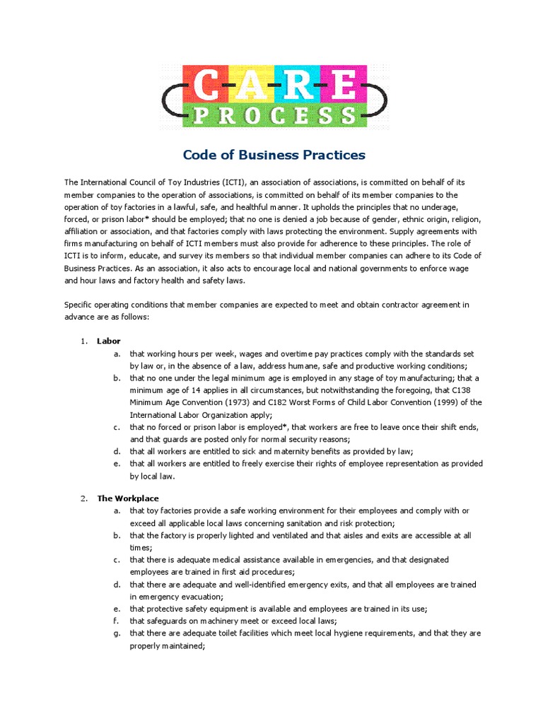 Code of Business Practice | PDF | Employment | Occupational Safety And ...