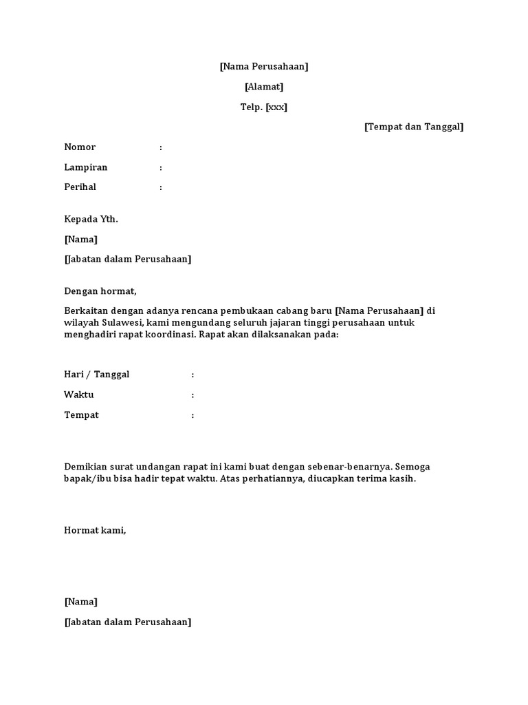 Contoh Surat Resmi Perusahaan | PDF