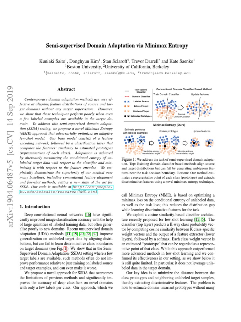 Semi-Supervised Domain Adaptation Via Minimax Entropy PDF | PDF | Computational Neuroscience ...