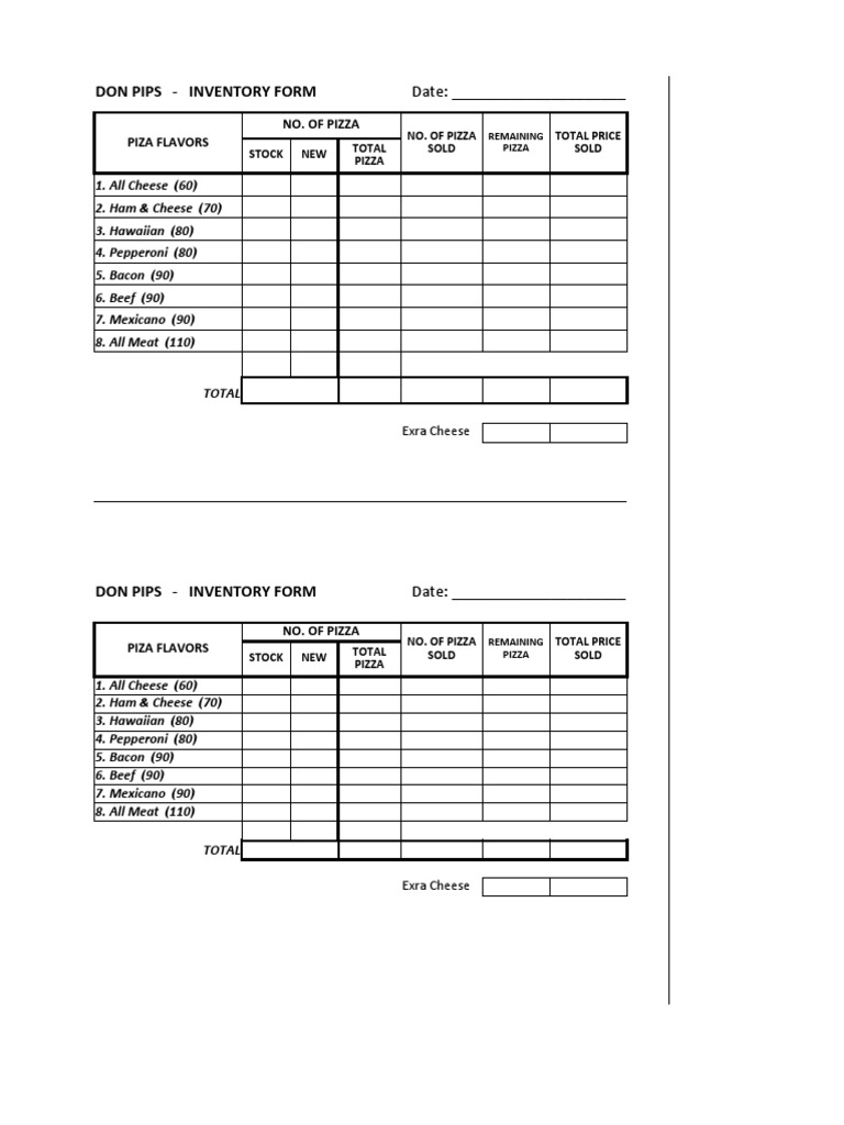 Pizza Inventory | PDF