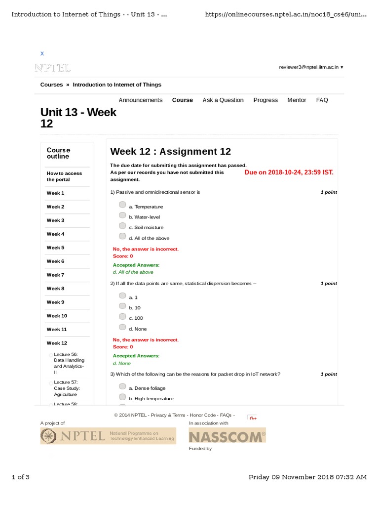Noc18 cs46 Assignment13 | PDF | Internet Of Things | Network Topology