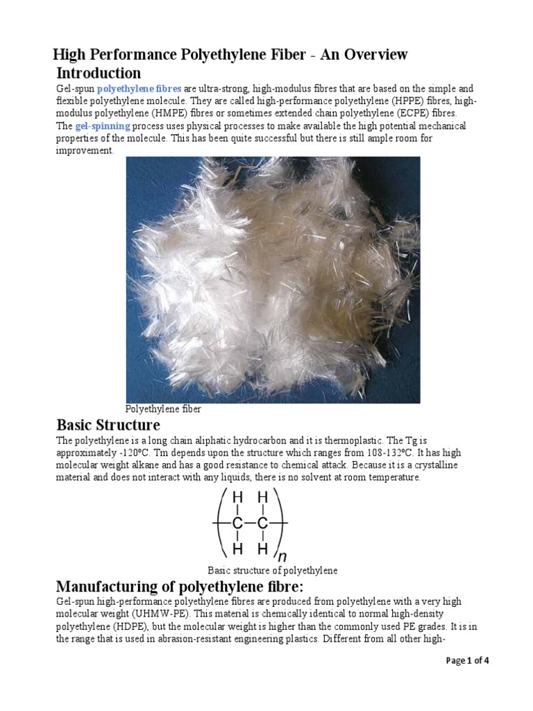 Ultra-Strong Polyethylene Fiber Properties | PDF | Polyethylene | Fibers