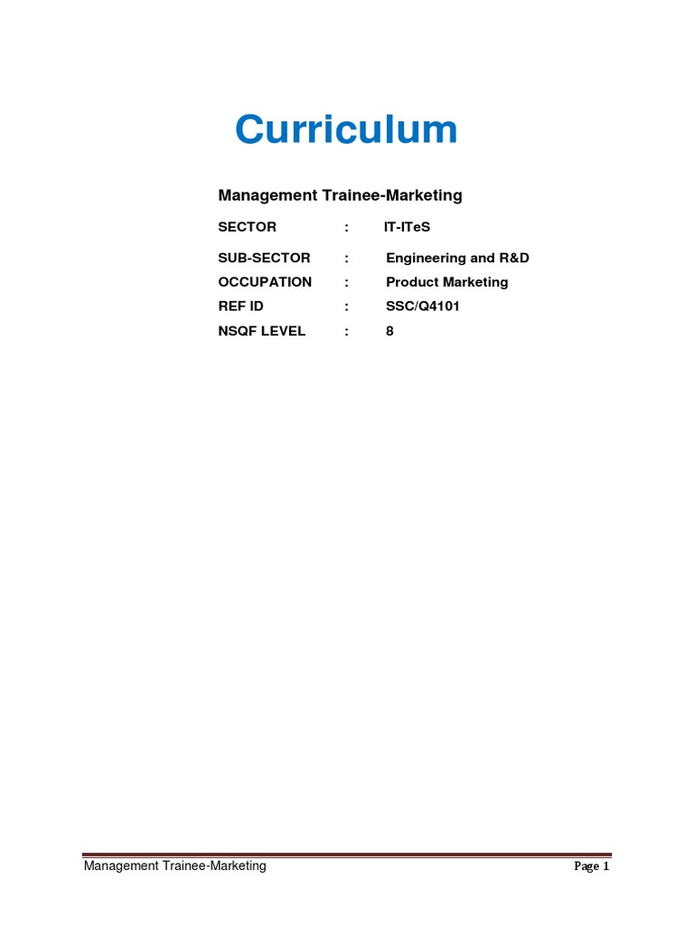 Management Trainee Marketing | PDF | Curriculum | Learning