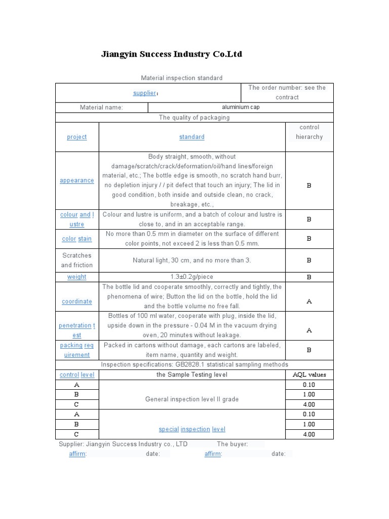 Aql PDF | PDF | Bottle | Industrial Processes