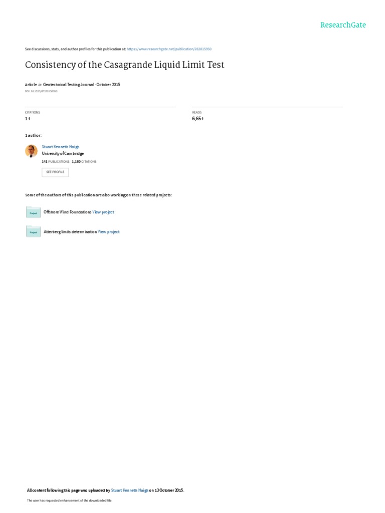 Consistency of Casagrande Liquid Limit Test | PDF | Civil Engineering ...