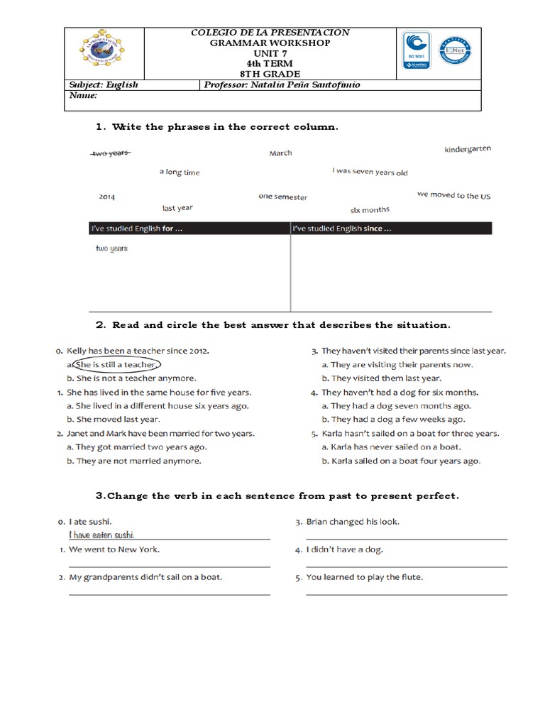 Grammar Workshop Unit 7 | PDF