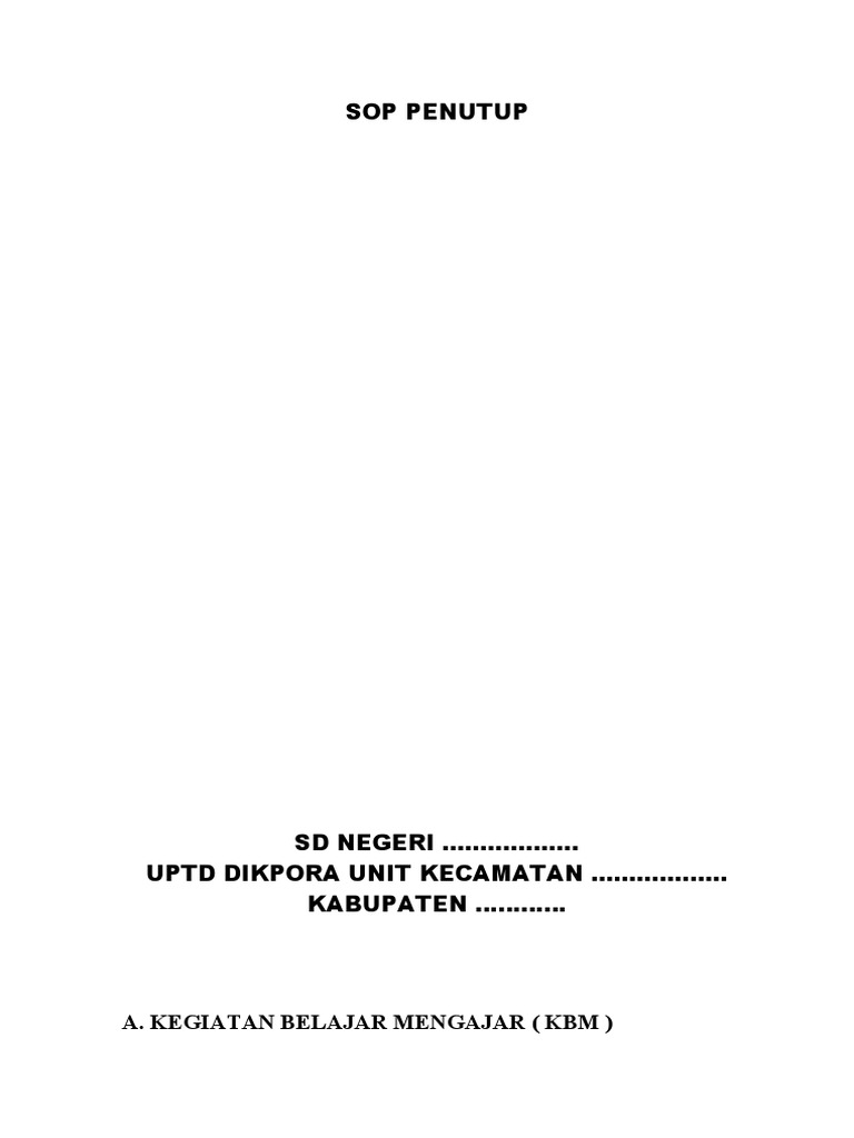 23.sop Penutup | PDF